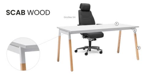 Bureau SCAB WOOD piétement bois massif New 2021 - SPO FRANCE
